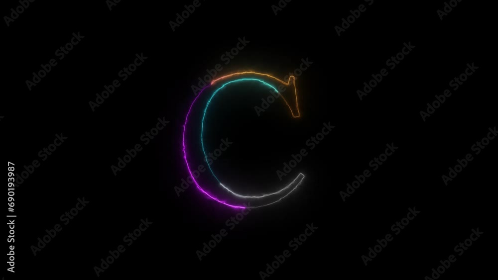 Neon letter C with alpha channel, neon alphabet and letters, neon light ...