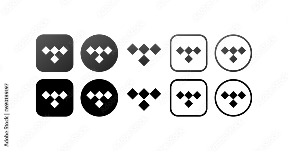 Tidal music logo icons. Tidal social network logos collection. Isolated ...