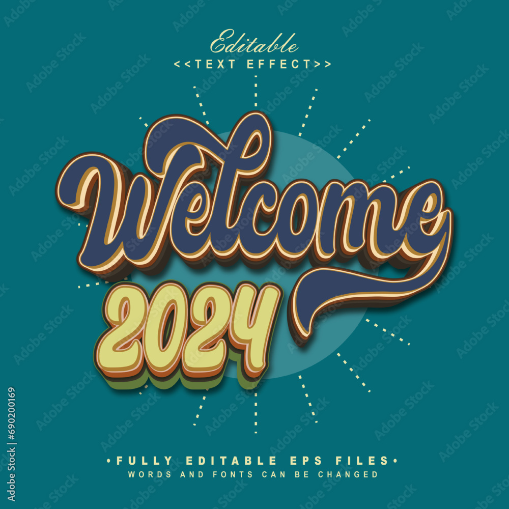 editable welcome 2024 text effect.typhography logo Stock Vector | Adobe ...