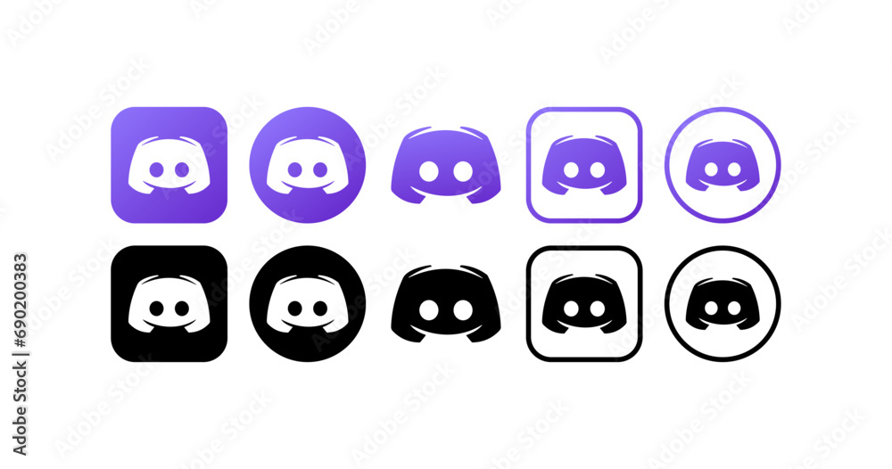 Discord social media logo icons. Discord social network logos ...