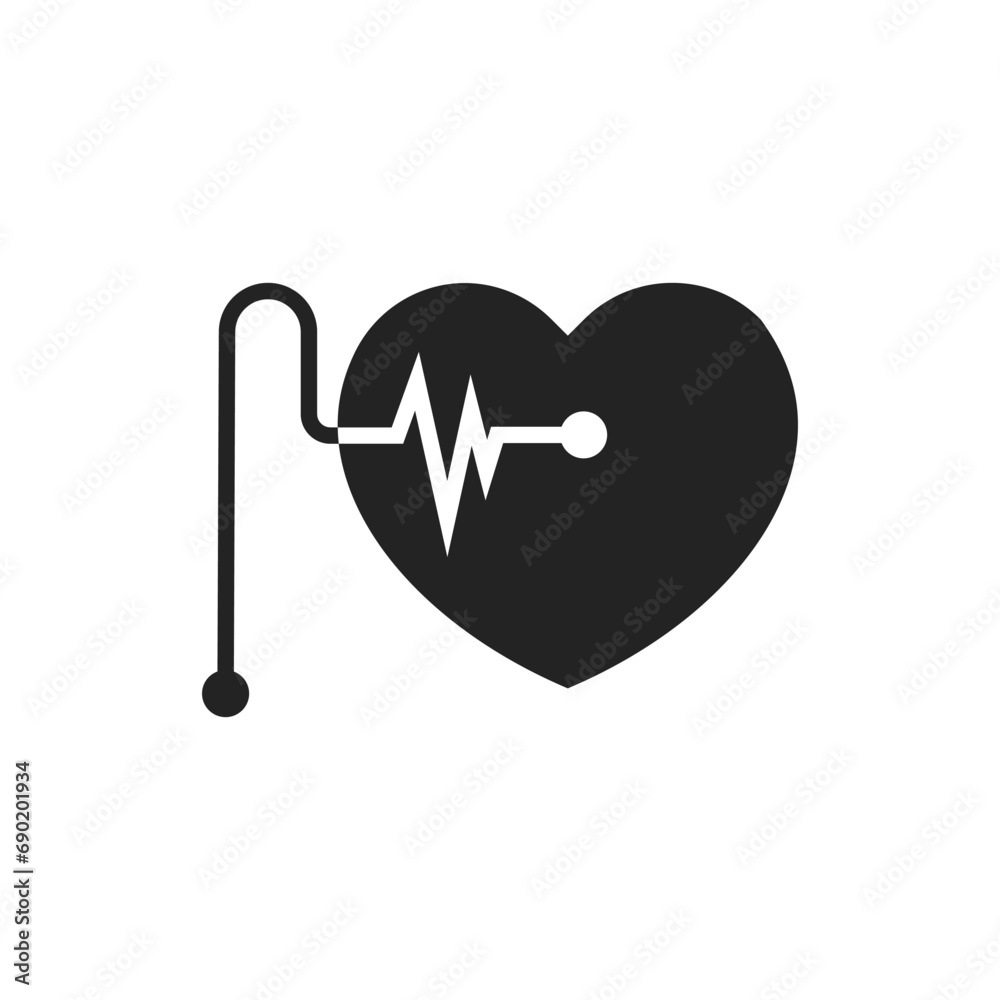 Isolated pictogram icon pacemaker sign for do not use pacemaker in red ...