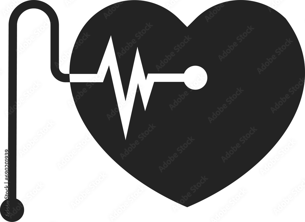 Isolated pictogram icon pacemaker sign for do not use pacemaker in red crossed out round sign ...