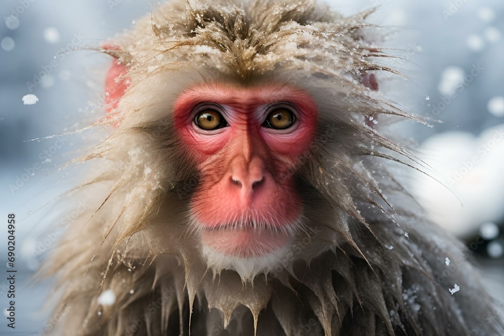 AI generated illustration of a close-up of an adult monkey with wispy ...