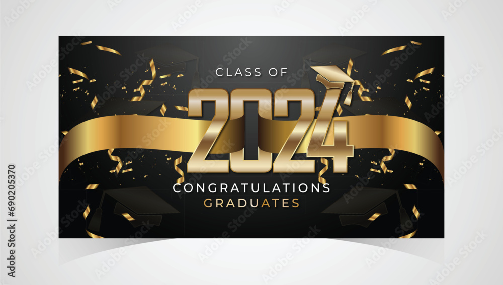 Class of 2024 Congratulations Graduates. Academic Cap and Diploma ...
