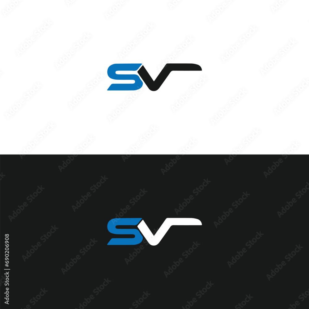 SV logo. S V design. White SV letter. SV, S V letter logo design ...