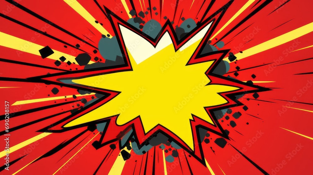 Yellow Comic Boom Explosion Cloud Artwork for a Colorful Pop art ...