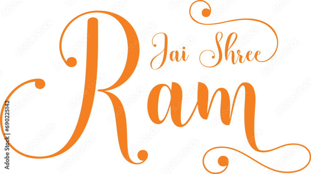 Illustration of English text- Jai Shree Ram, calligraphy Design For ...