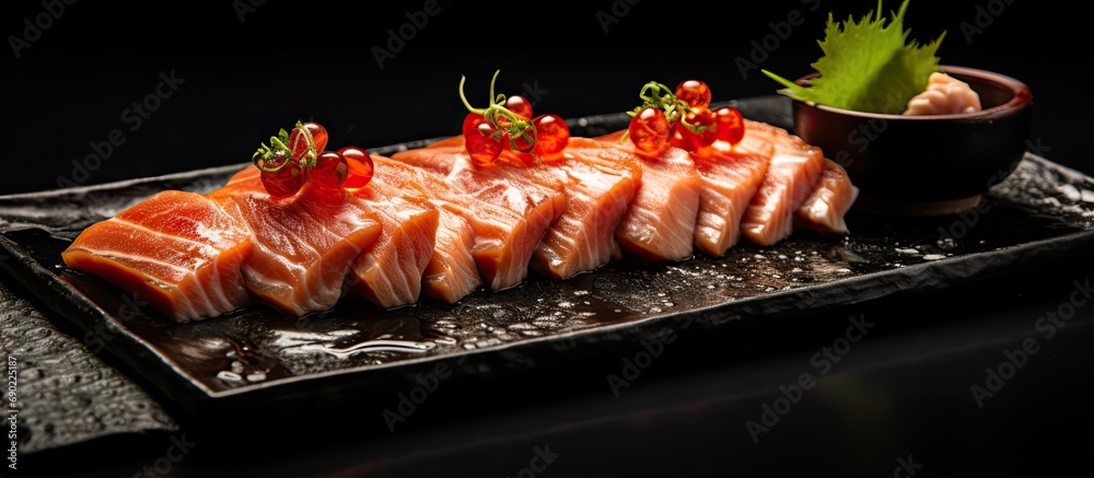 Japanese Omakase meal Chutoro Sushi Medium Fatty Bluefin Tuna served by hand with pickled ginger ...
