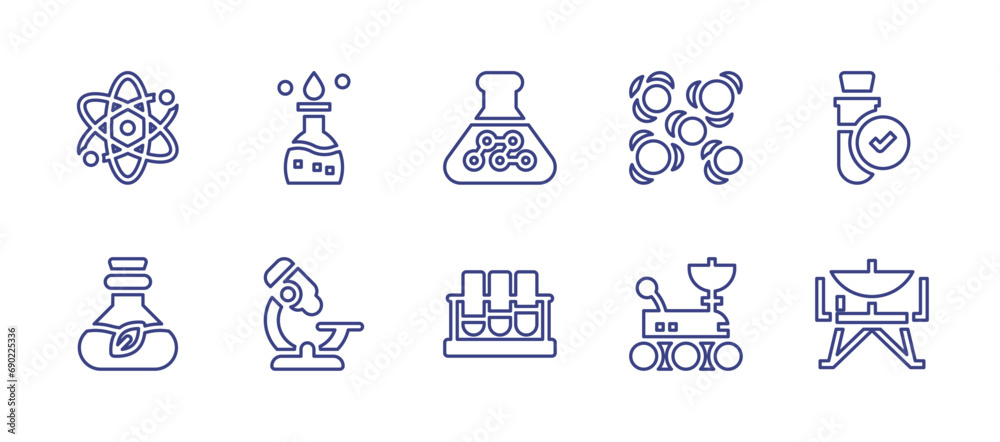Science line icon set. Editable stroke. Vector illustration. Containing ...
