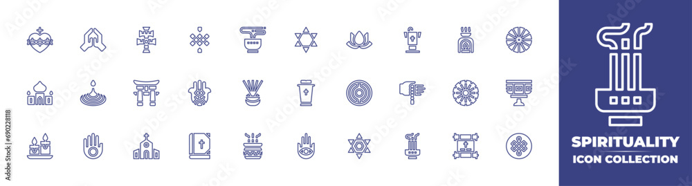 Spirituality line icon collection. Editable stroke. Vector illustration ...