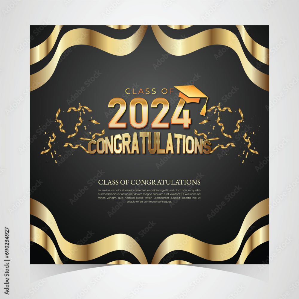 Class of 2024 Congratulations Graduates. Academic Cap and Diploma ...