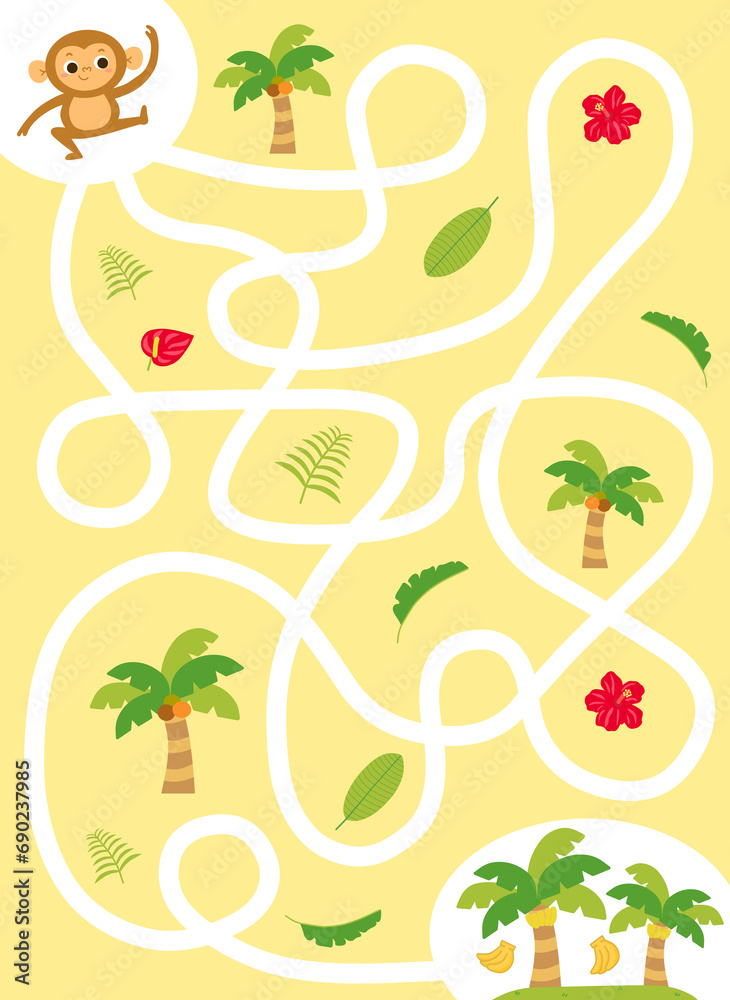 Maze activity sheet for children. Cute maze for kids. Kids labyrinth ...