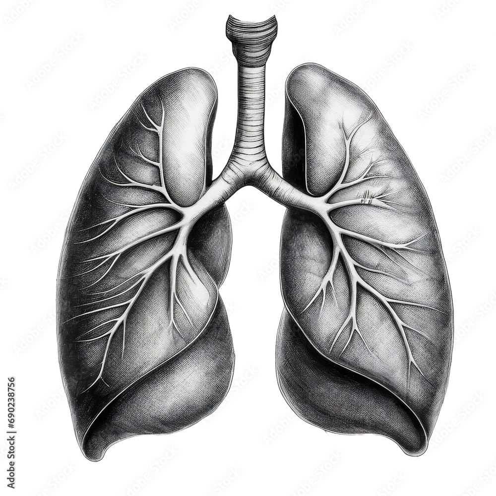 Pencil drawings reveal the complex structure of the Human Lung or ...