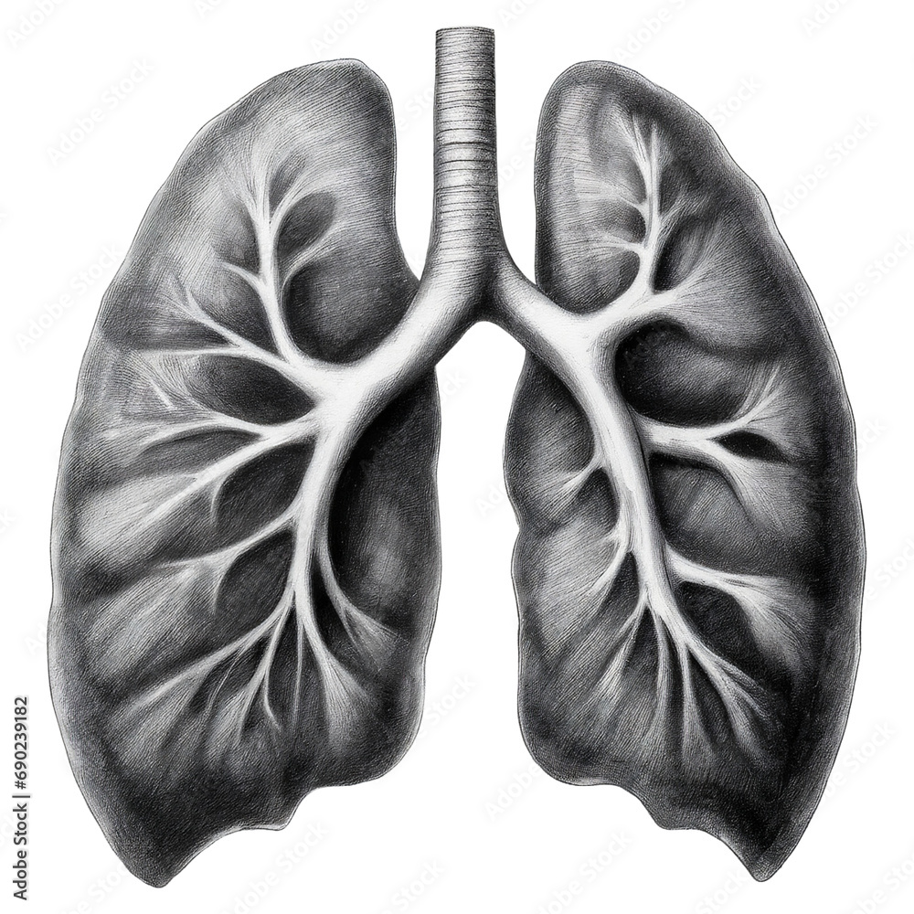 Pencil drawings reveal the complex structure of the Human Lung or ...