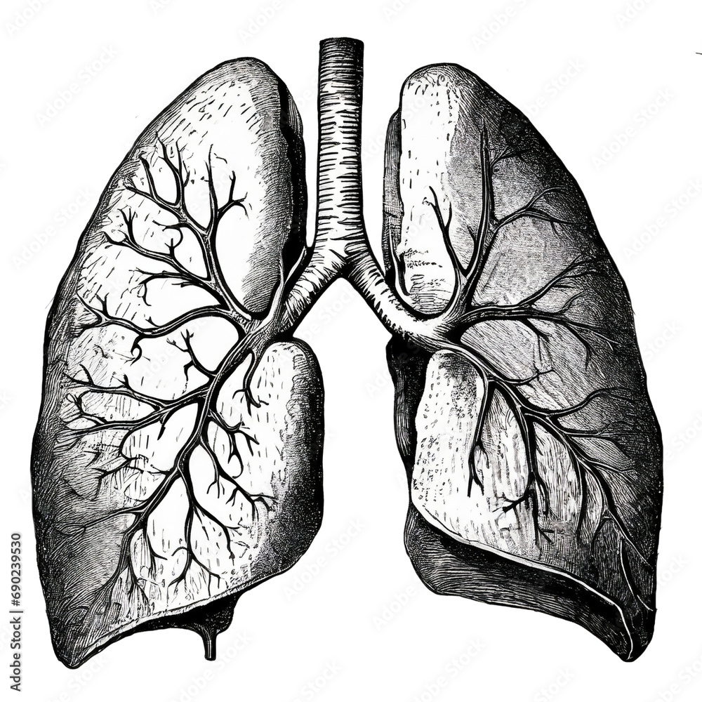 Pencil drawings reveal the complex structure of the Human Lung or ...