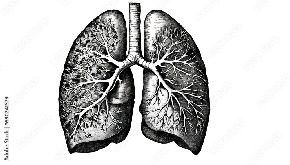 Pencil drawings reveal the complex structure of the Human Lung or ...