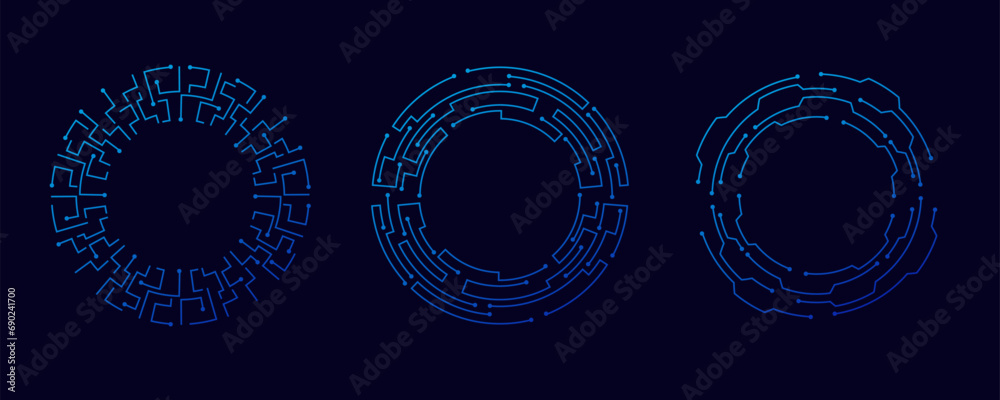 Tech circle frame background. Hud digital game round frame. Virtual ...