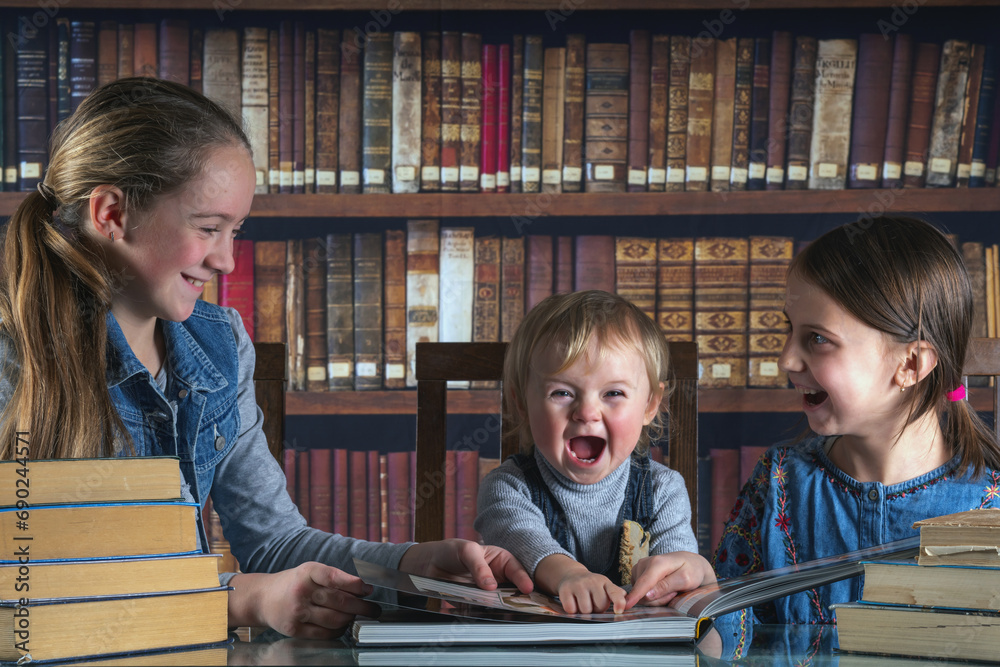 Child development and early learning. Funny image of very happy young ...