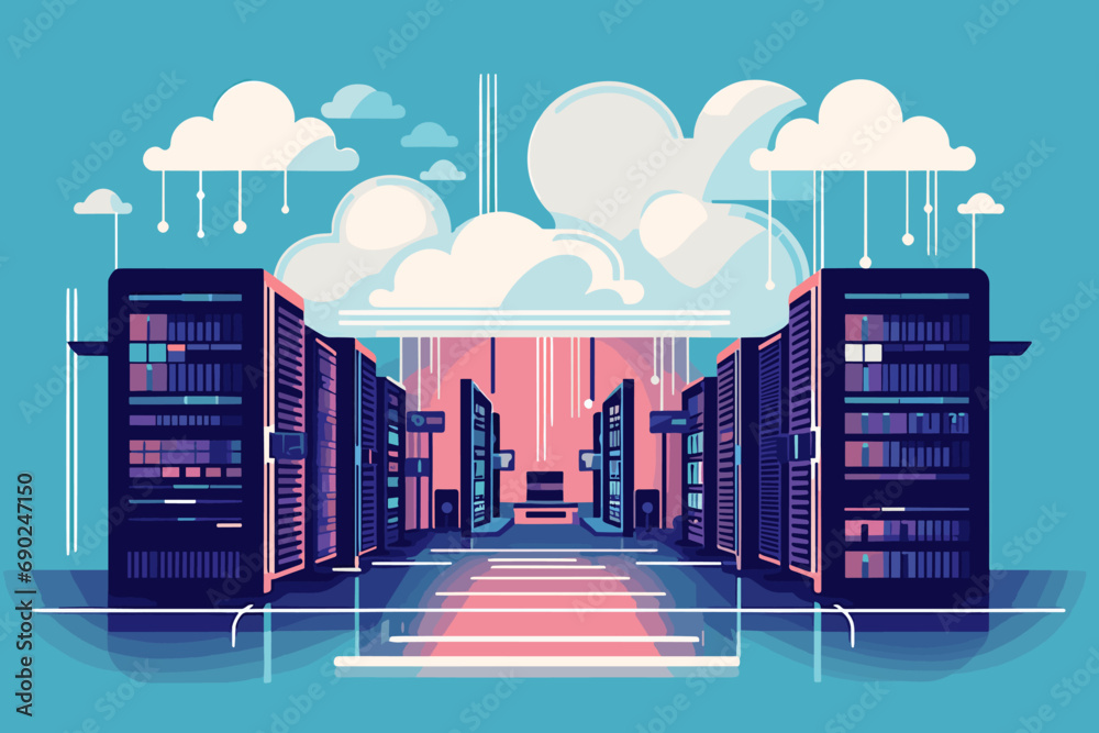 Cloud computing. A digital service or application with data transmission. Network computing ...