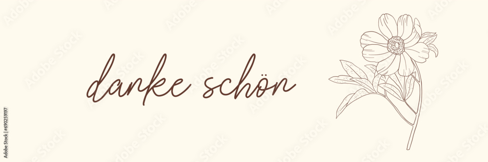 German gratitude lettering "danke schon", in English means "thank you ...