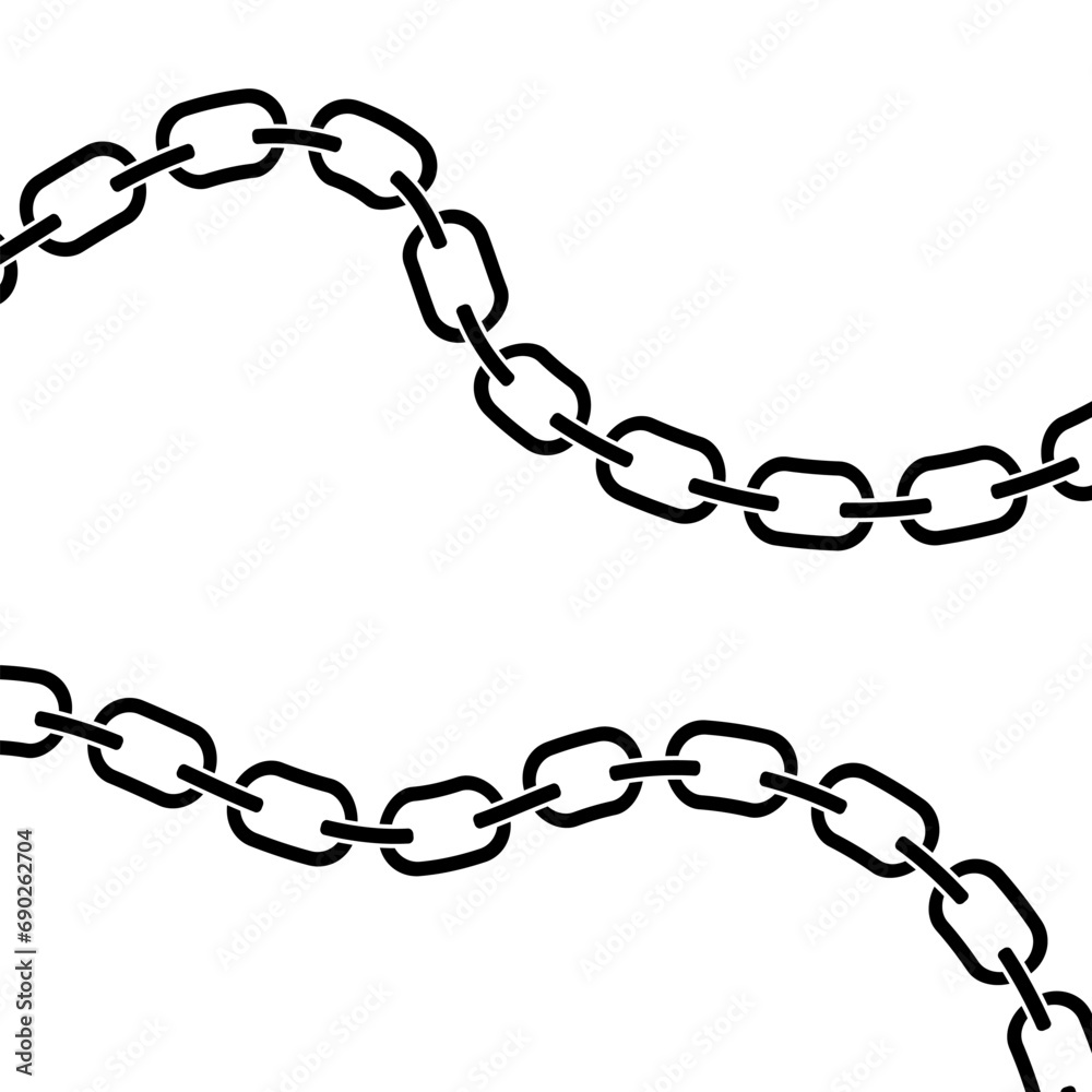 Set of chains, Broken chain graphic silhouette, Whole and curved ...