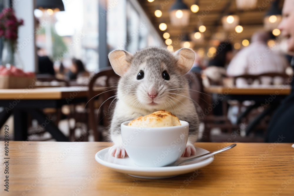 Fighting poisoning dangerous rodent in dirty public canteen places ...