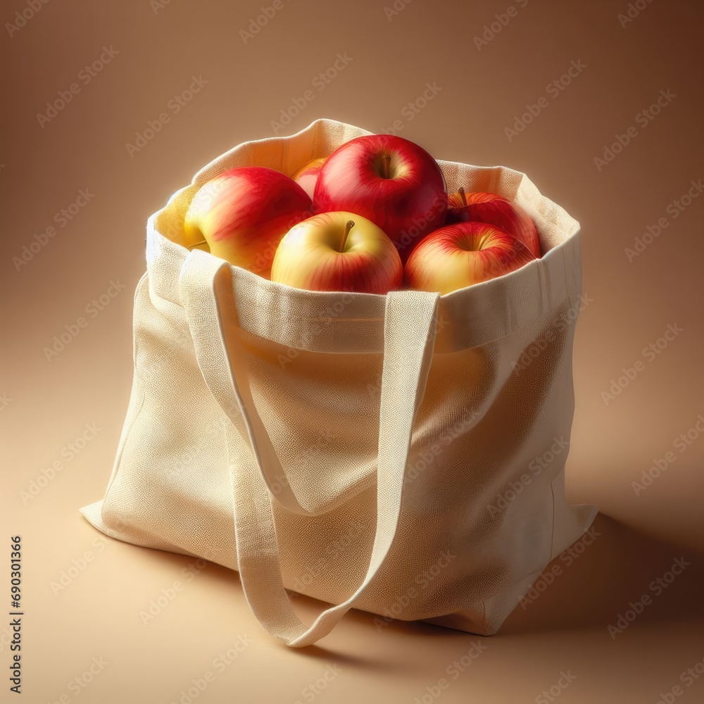 red apples in a bag on simple background Stock Illustration | Adobe Stock
