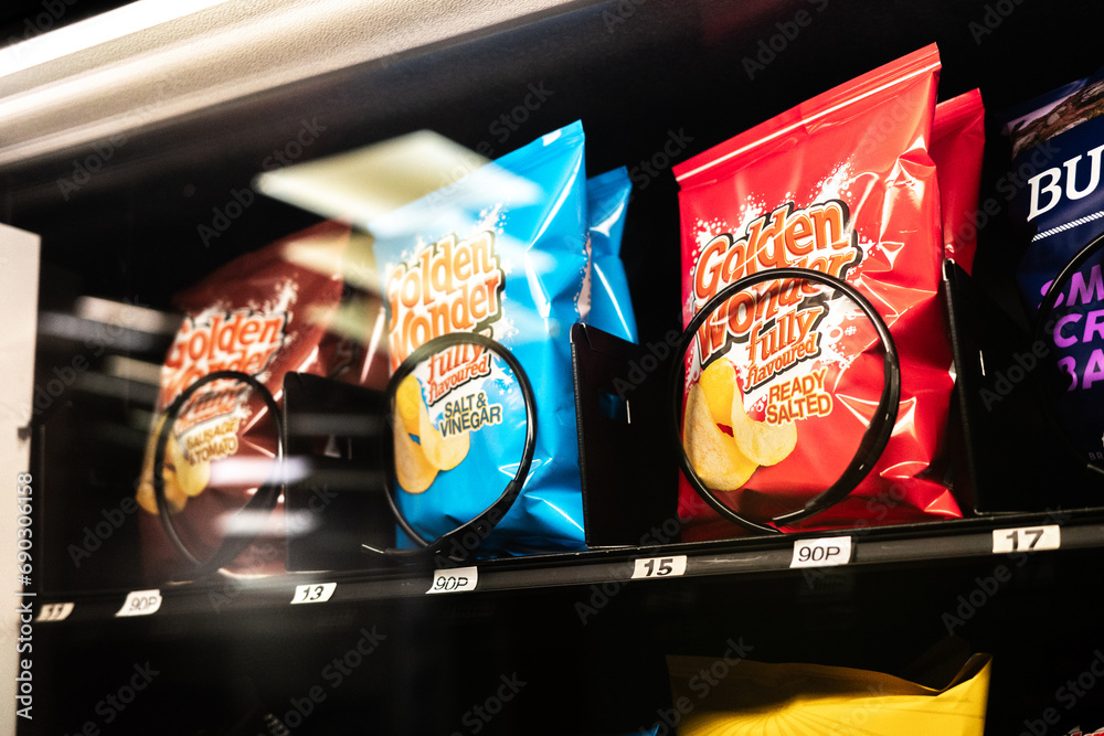 Newcastle UK: 13th May 2023. Engligh vending machine selling Golden ...