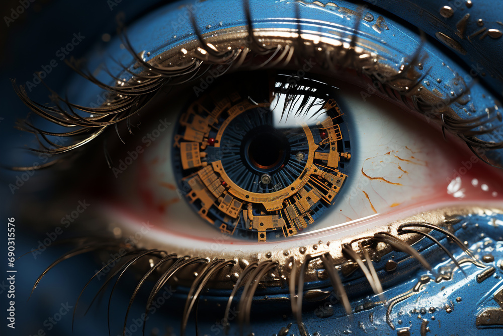 Futuristic robotic human cyber electronic scanning eye digital vision ...