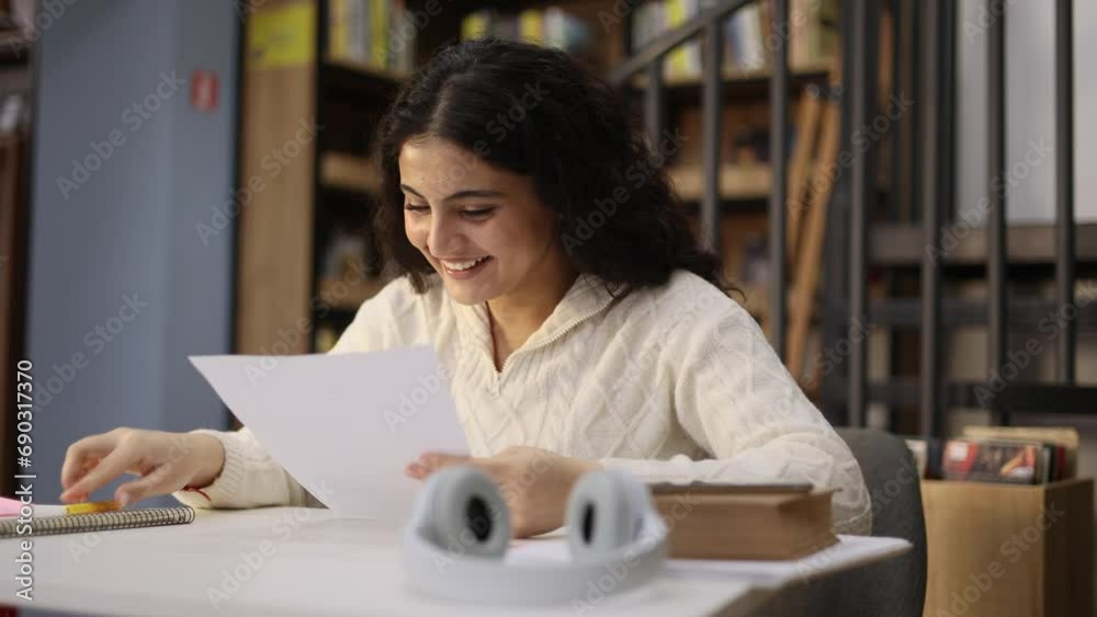 Portrait of happy student got an excellent grade mark for the test at ...