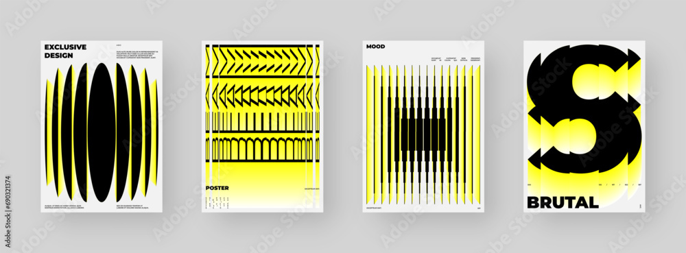 Abstract Posters Design set. Vertical A4 format. Modern placard ...