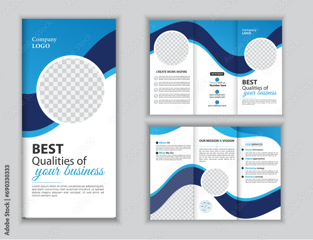 Professional clean modern trifold brochure template. Simple and ...