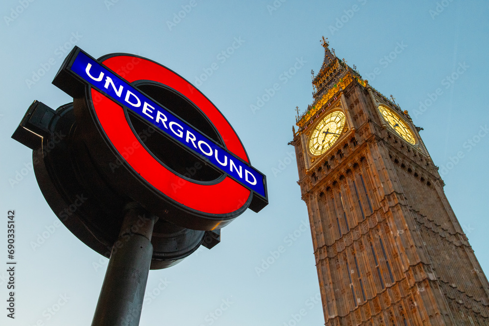 big ben and underground sign Stock Photo | Adobe Stock