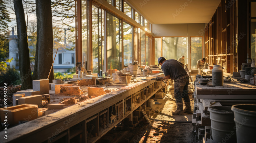 Foto de Captivating reconstruction of a modern house, blending ...