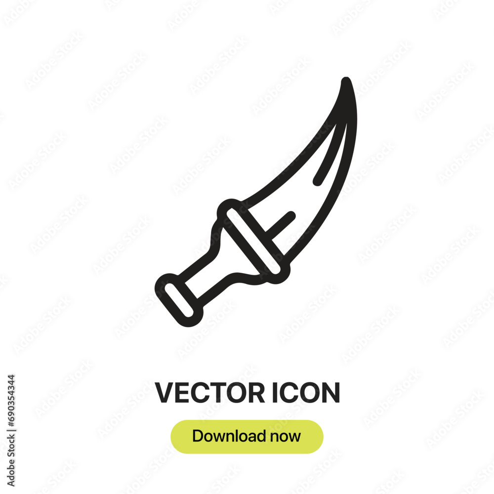 Dagger icon vector. Linear-style sign for mobile concept and web design ...
