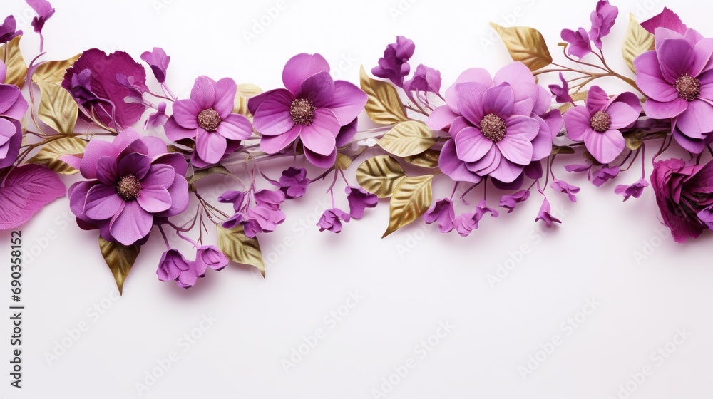 a close up of a bunch of flowers on a white background with a place for ...