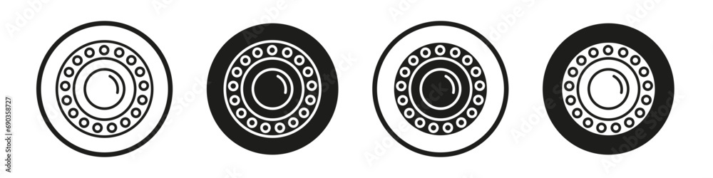 Car bearing icon set. wheel ball bearing vector symbol. mechanical ...