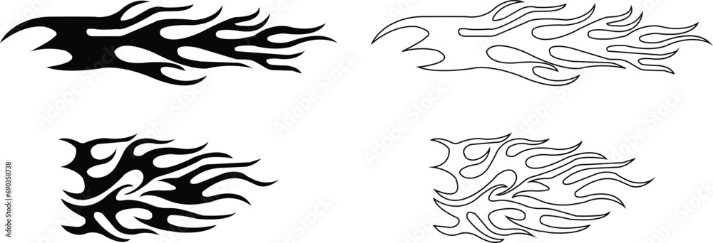 Tribal black fire flames tattoo design. Fire and fla.mes flat or ...
