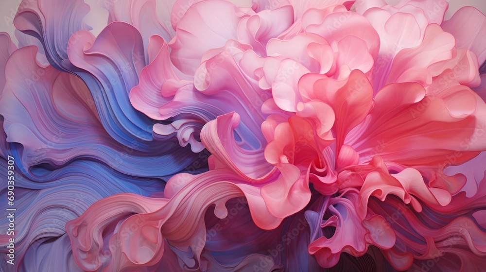 Dive into a surreal symphony of translucent coral and magenta liquid ...