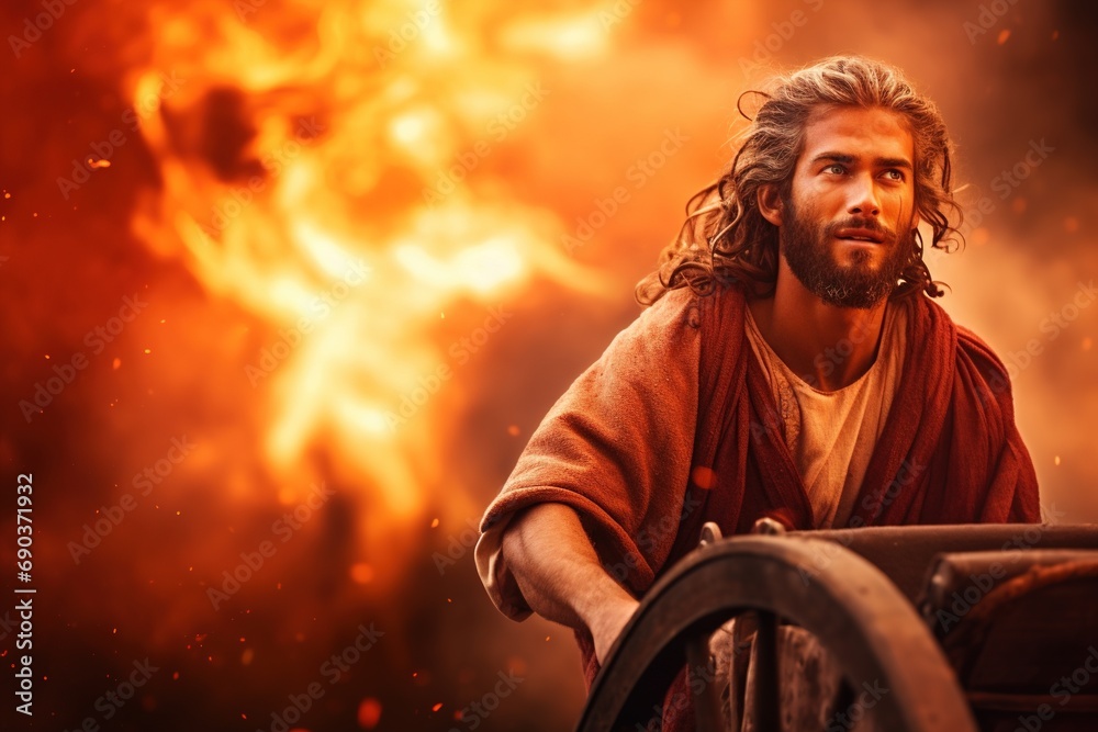 Elijah and the chariot of fire, Bible story. Stock Photo | Adobe Stock