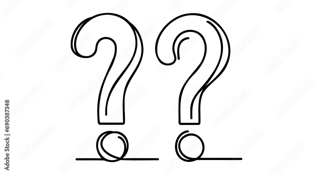 Question mark linear background. One continuous drawing of a question ...