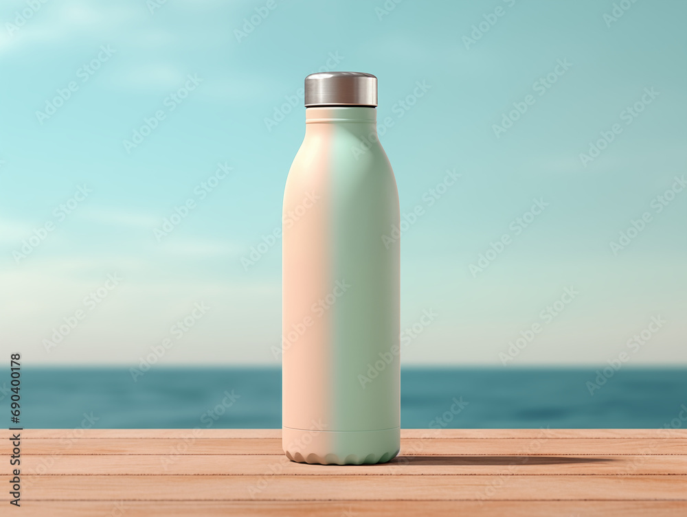 Model of empty thermos container for hot drinks; sample of blank eco ...