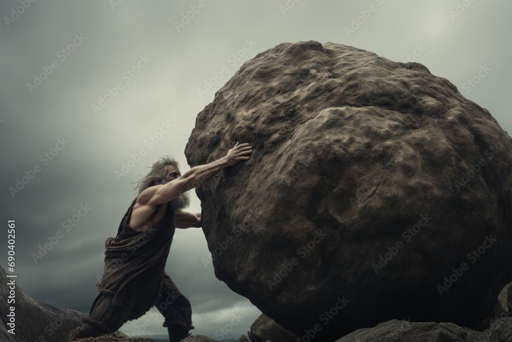 Sisyphus is pushing a rock up a mountain. The enduring symbolism of ...