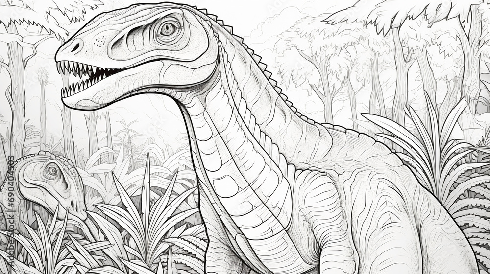 coloring page for kids, Pterosaurs, avian dinosaurs, spinosaurus in a ...