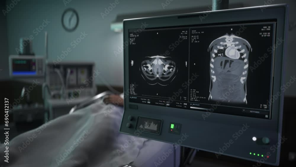 Human Skeleton Imaging For Cancer Disease Diagnostic On Screen. Human ...