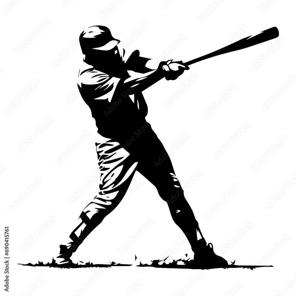 baseball players vector silhouettes. baseballer, isolated ink drawings ...