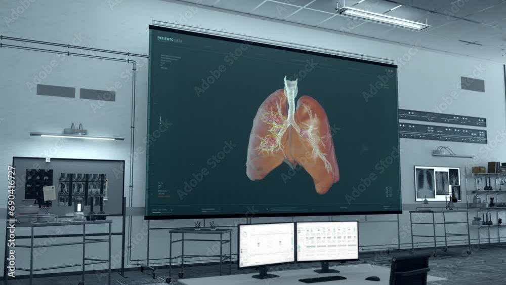 Anatomy scanner is used at the futuristic hospital laboratory. Anatomy ...