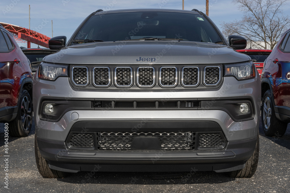 Jeep Compass Latitude display at a dealership. Jeep offers the Compass ...