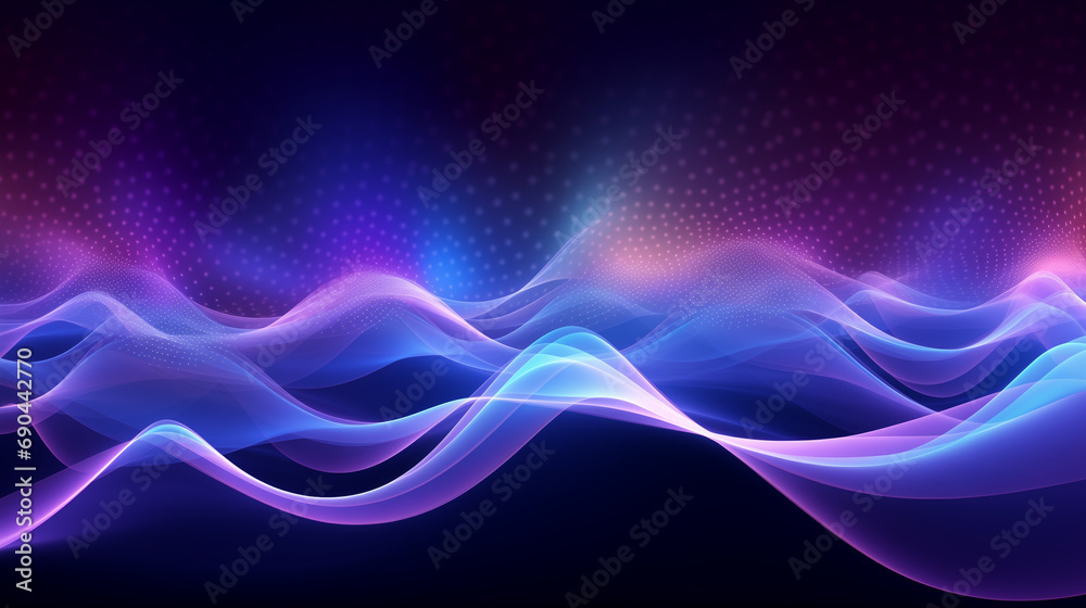 digital particle waves, blue, white and purple. calming rhythms ...