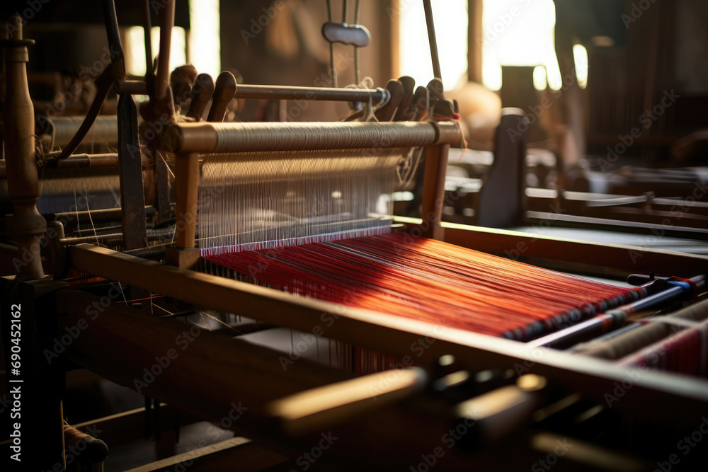 Cotton woven craft textile fabric loom silk production thread tool ...